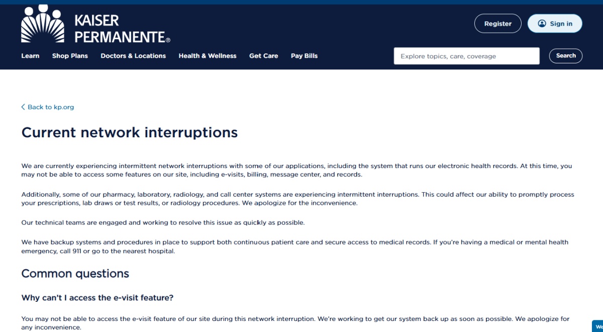 Kaiser Permanente Recovers from Widespread Network Outage That ...